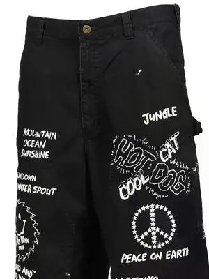 SWJP Graphic-print Double-knee Shorts