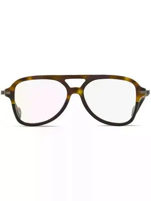 Moncler Tortoiseshell-effect Pilot-frame Glasses - Brown