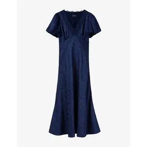 Whistles Floral Jacquard Satin Midi Dress