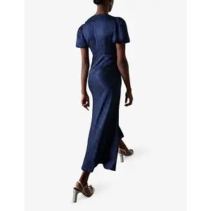 Whistles Floral Jacquard Satin Midi Dress