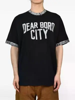 DEAR BORO Logo-print Ringer T-shirt