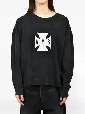 ASKYURSELF Destroyer Cross Waffle-knit T-shirt