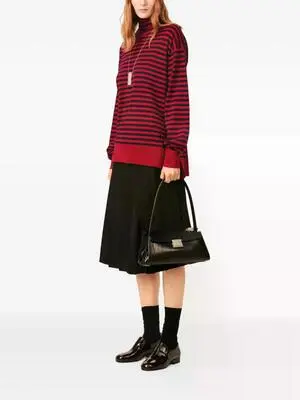 AMI Paris Sailor-striped Wool And Silk Turtleneck Sweater