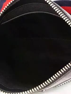 Gucci Web Strap Front Zip Messenger Bag Gg Coated Canvas Cross Body Bag