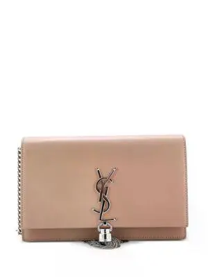 Saint Laurent Leather Monogram Tassel Cross Body Wallet