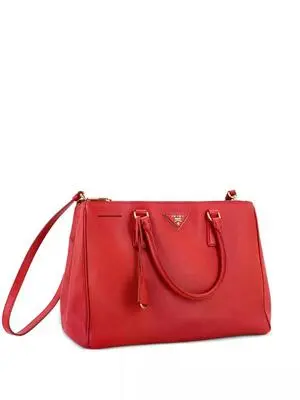 Prada Double Zip Lux Saffiano Leather Large Tote Bag - Red