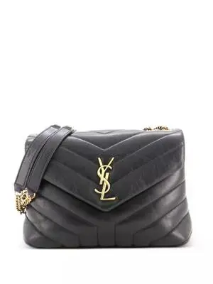 Saint Laurent Loulou Matelassé Chevron Leather Small Shoulder Bag - Black