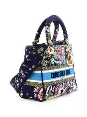 Dior Lady D-lite Bag Embroidered Canvas Medium Satchel - Multicolour