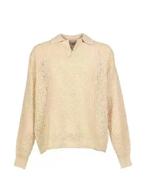 COOR Crochet-knit Open-collar Sweater