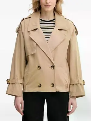 Sisley Double-breasted Belted-cuffs Coat - Neutrals