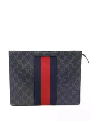 Gucci Gg Supreme Web Clutch Bag - Grey