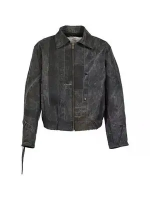 UNDER THE SIGN Patchwork Waxed-cotton Bomber Jacket - Grey