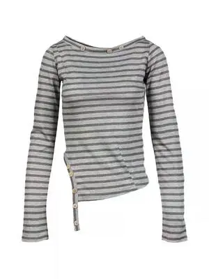 POST ARCHIVE FACTION Maho Off-shoulder Stripe Top - Grey