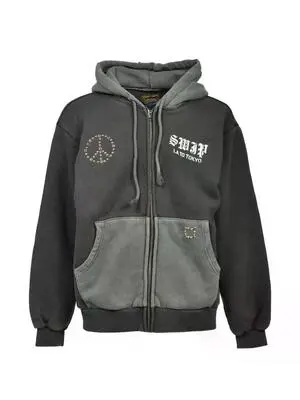 SWJP Stud-embellished Graphic-print Hoodie