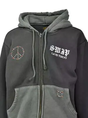SWJP Stud-embellished Graphic-print Hoodie