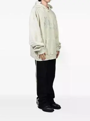 MARKING DISTANCE Logo-embroidered Distressed Hoodie