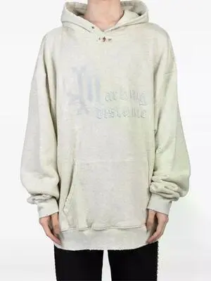MARKING DISTANCE Logo-embroidered Distressed Hoodie