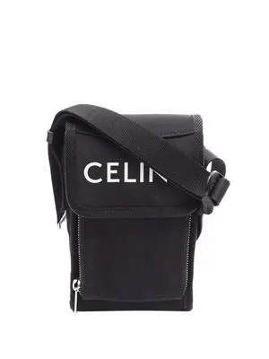 Celine Canvas Phone Pouch Flap Cross Body Bag - Black