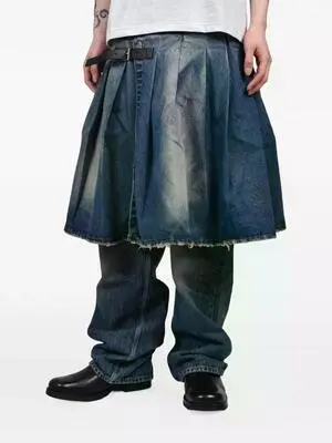 DOMENICO OREFICE Pleated Distressed-effect Midi Skirt