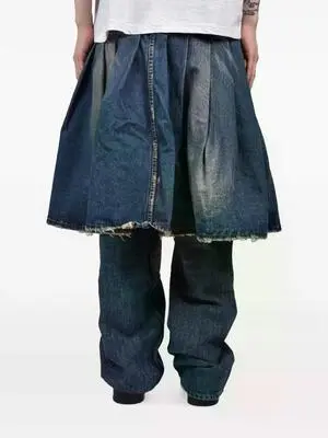 DOMENICO OREFICE Pleated Distressed-effect Midi Skirt