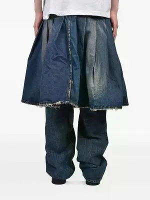 DOMENICO OREFICE Pleated Distressed-effect Midi Skirt
