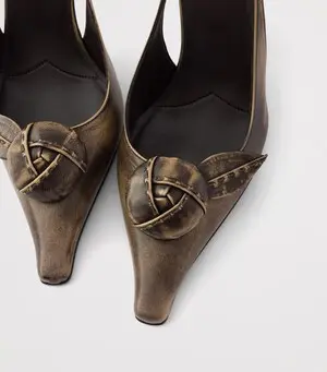Prada Leather Bow-detail Slingback Pumps 90