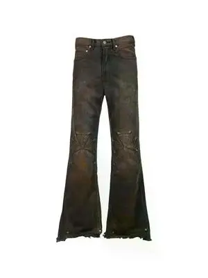 SEKRIT Cross-patch Flared Jeans - Black