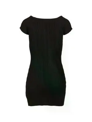 BOHEMSEO Ribbed Cap-sleeve Mini Dress