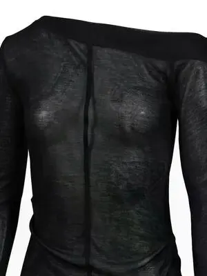 BOHEMSEO Off-shoulder Sheer Long-sleeved T-shirt