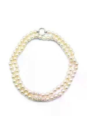 JENNIFER GIBSON JEWELLERY Opera Length Pearl Sterling O-ring Necklace - Neutrals