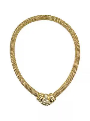 DIOR Christian Dior Vintage 1980s Mesh Rhinestone Necklace