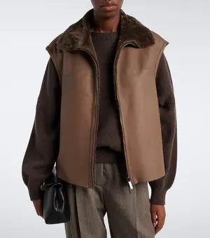 JOSEPH Nico Reversible Leather And Shearling Vest