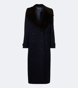 Polo Ralph Lauren Shearling-trimmed Wool Coat - Blue