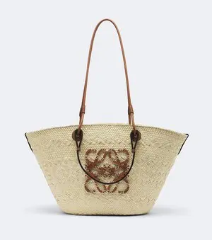 Loewe Anagram Medium Leather-trimmed Basket Bag - Beige