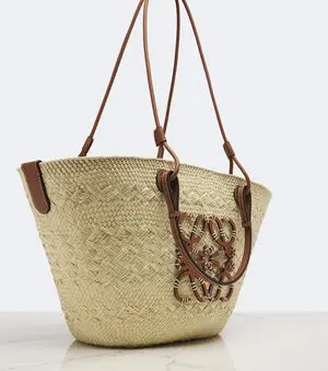 Loewe Anagram Medium Leather-trimmed Basket Bag