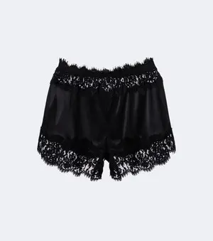 Dolce & Gabbana Lace-trimmed Silk And Cotton-blend Shorts - Black