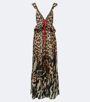 Camilla Embellished Leopard-print Silk Chiffon Maxi Dress - Multicoloured