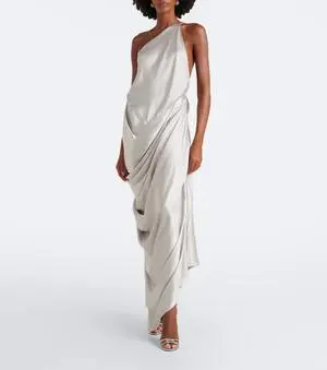 VIVIENNE WESTWOOD Glossa Draped One-shoulder Satin Maxi Dress