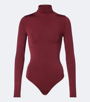 Wolford Colorado Turtleneck Jersey Bodysuit - Burgundy