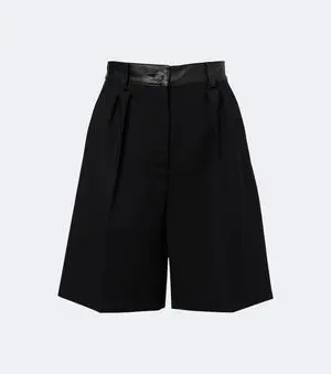 Max Mara Leather-trimmed Wool-blend Shorts