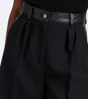 Max Mara Leather-trimmed Wool-blend Shorts