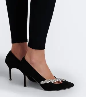 Balenciaga X Manolo Blahnik Embellished Suede Pumps