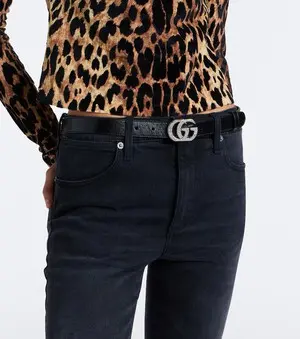Gucci Gg Marmont Embellished Leather Belt