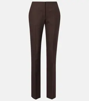 Alexander McQueen Striped Wool Straight Pants - Brown