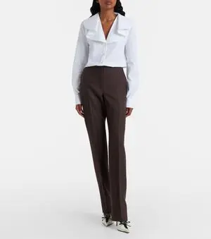 Alexander McQueen Striped Wool Straight Pants