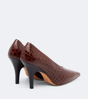 Le Monde Beryl Petra Croc-effect Leather Pumps