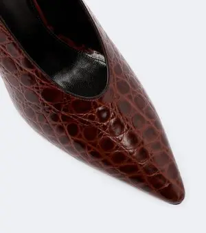 Le Monde Beryl Petra Croc-effect Leather Pumps