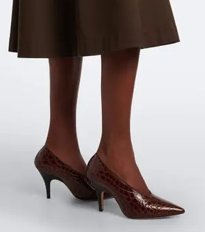 Le Monde Beryl Petra Croc-effect Leather Pumps