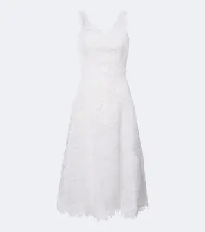 Carolina Herrera Floral Guipure Lace Midi Dress - White