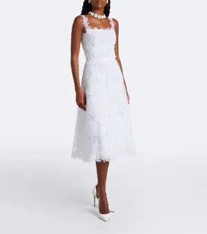 Carolina Herrera Floral Guipure Lace Midi Dress